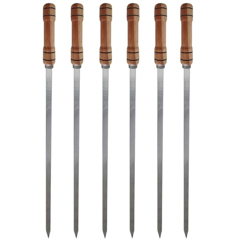 Conjunto Kit 6 Espetos Alumínio Simples para Churrasco 85cm Cabo ...