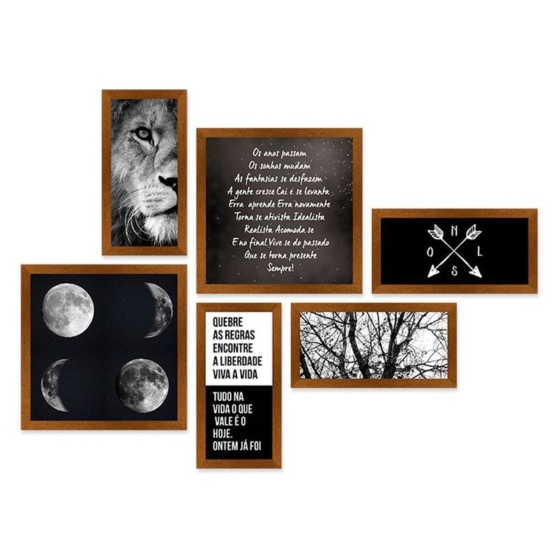 Conjunto Kit 6 Quadrado Fases Da Lua C/ Moldura - QUEROMAISQUADROS ...
