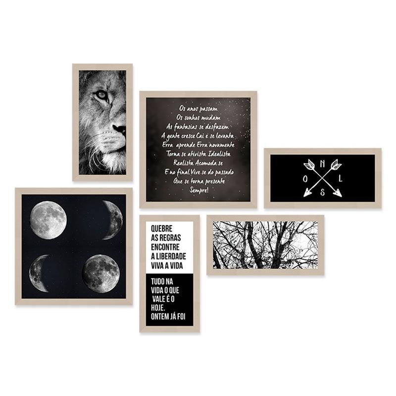 Conjunto Kit 6 Quadrado Fases Da Lua C/ Moldura - QUEROMAISQUADROS ...