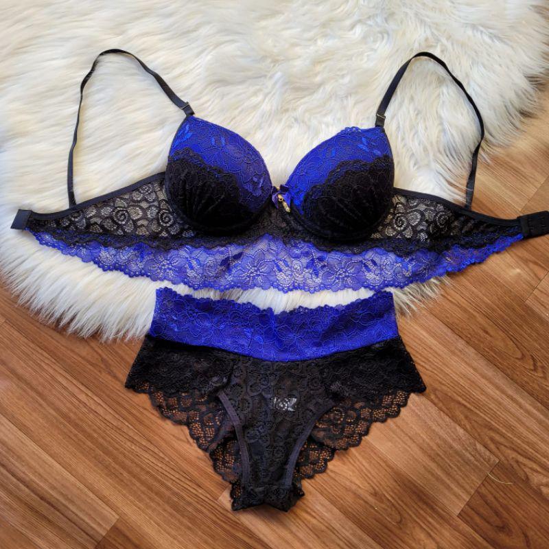 Conjunto langerie calcinha e sutiã Emilly de renda com bojo sensual ...