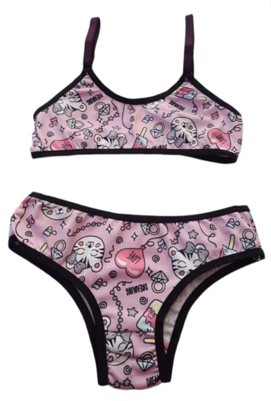 Conjunto Lingerie Juvenil Gatinha - Candy - Conjunto Calcinha e Top ...