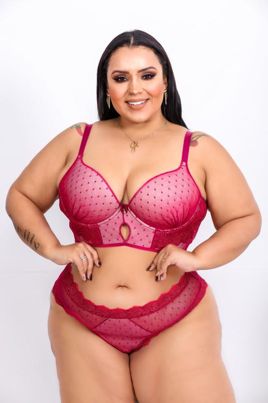 Conjunto Lingerie Plus Size Sensual Tamanho Esperical 48 Ao 60 C Duas Calcinhas Ousadia