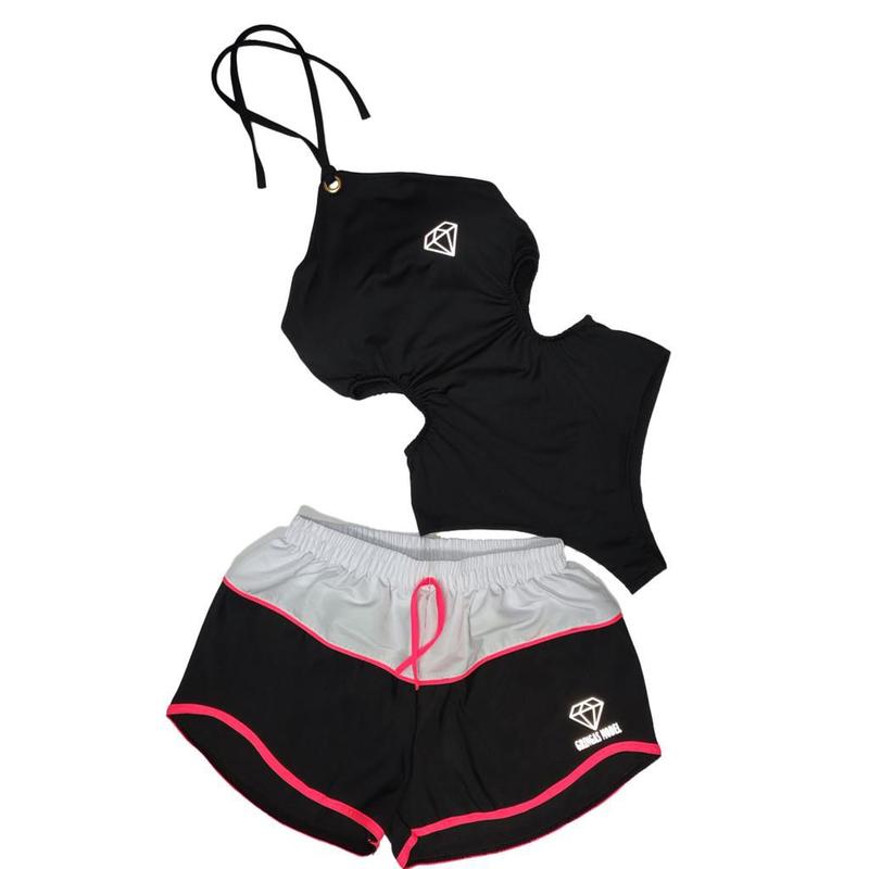 Conjunto Maiô Com Bojo + Short - Gringas Model - Maiô Feminino ...