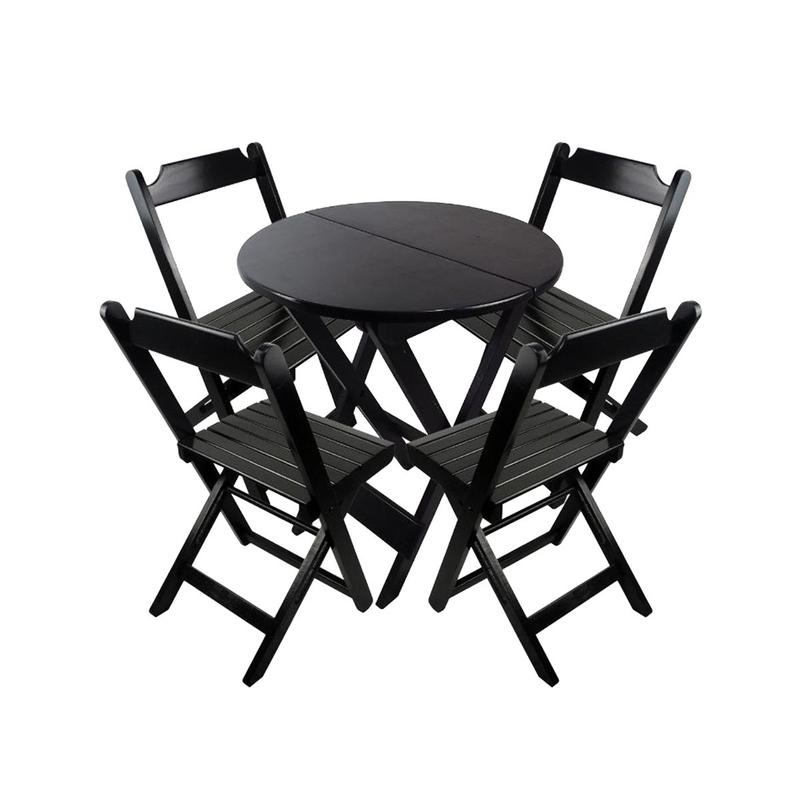 Conjunto Mesa Com 4 Cadeiras Dobrável Trevalla Red 80cm Preta - Outros ...