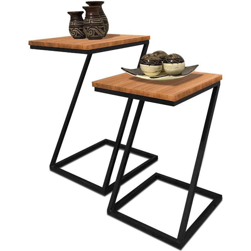 Conjunto Mesa De Canto Industrial Dupla Lateral Sieger Decoração Para ...