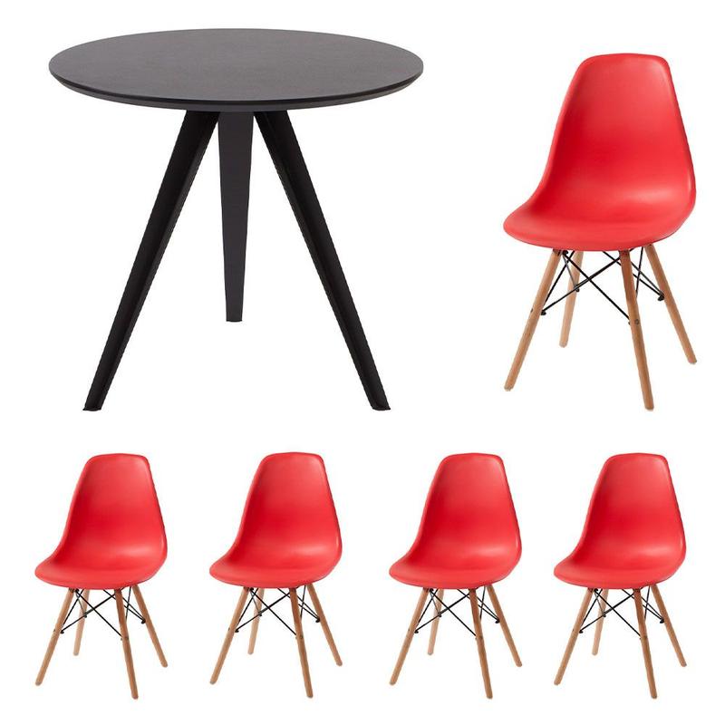 Conjunto Mesa Milão Red 80 cm e 4 Cadeiras Eiffel Mozzoni Import - Kit ...