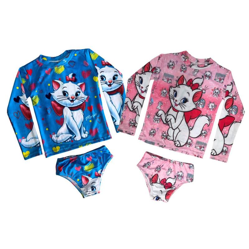 Conjunto Moda Praia Infantil Menina Blusa Térmica Biquini 2 peças ...
