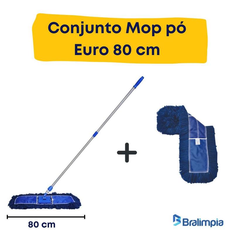 Conjunto Mop Pó Eletrostático Euro 80cm Com + 1 Refil Extra - Bralimpia ...