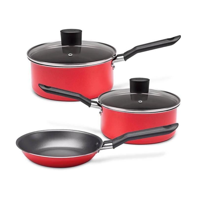 Conjunto Panelas Brinox Antiaderente Garlic Vermelha 3 Peças - Jogo de ...