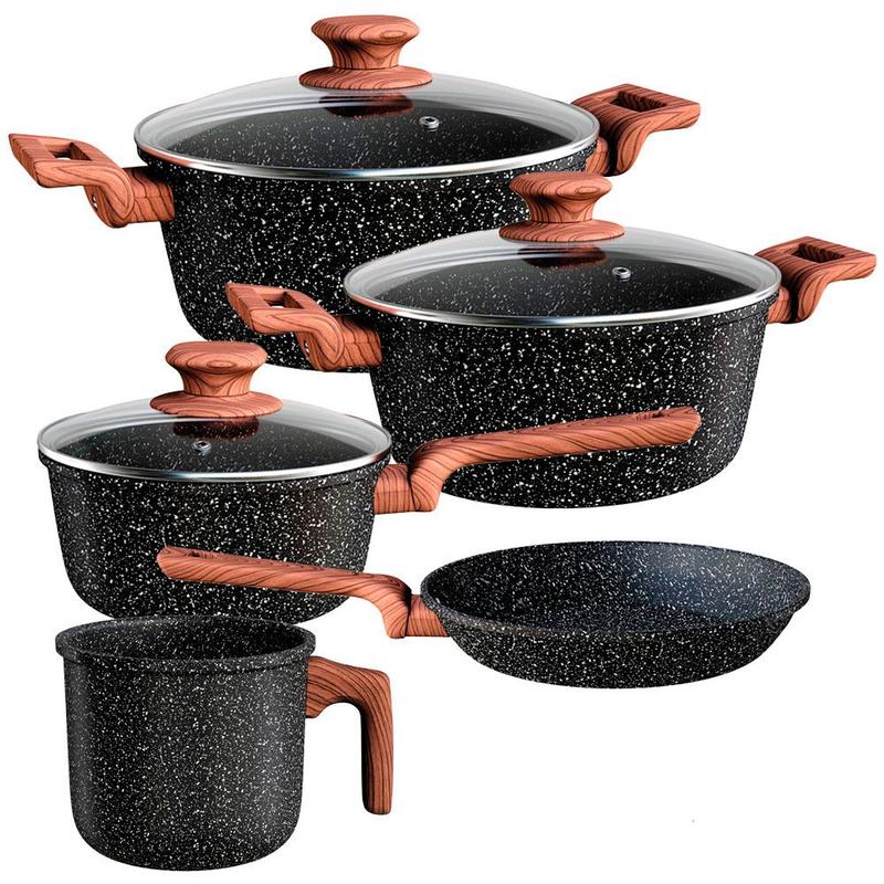 Conjunto Panelas ColorStone Wooden Antiaderentes Cerâmico Fogão Indução ...