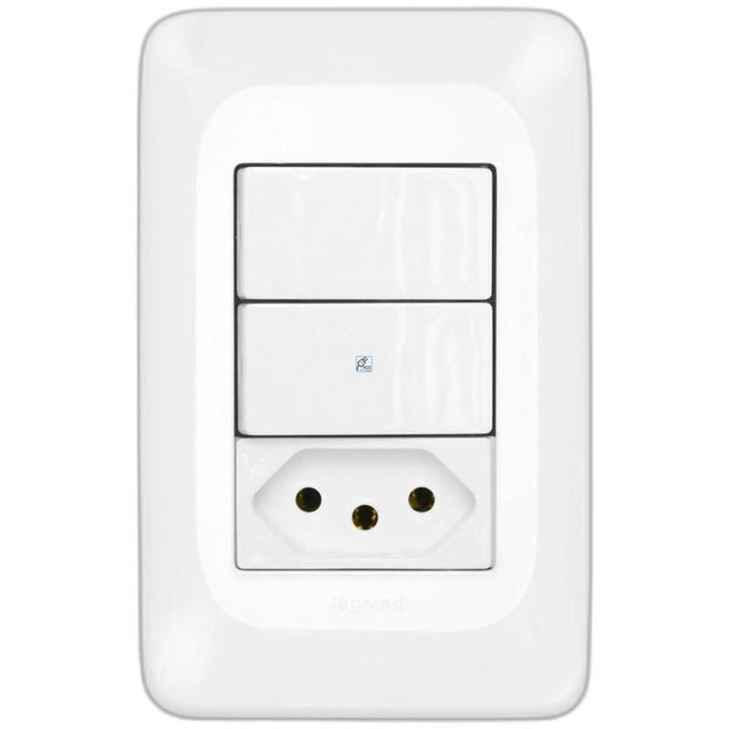 Conjunto Pial Pop 4x2 Branco Com Placa (2simples+tomada 10a) Lgx113 ...