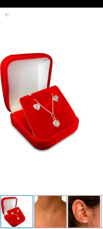 Conjunto Prata 925 Legítima Gargantilha 40 cm e brincos coração - E&F ...