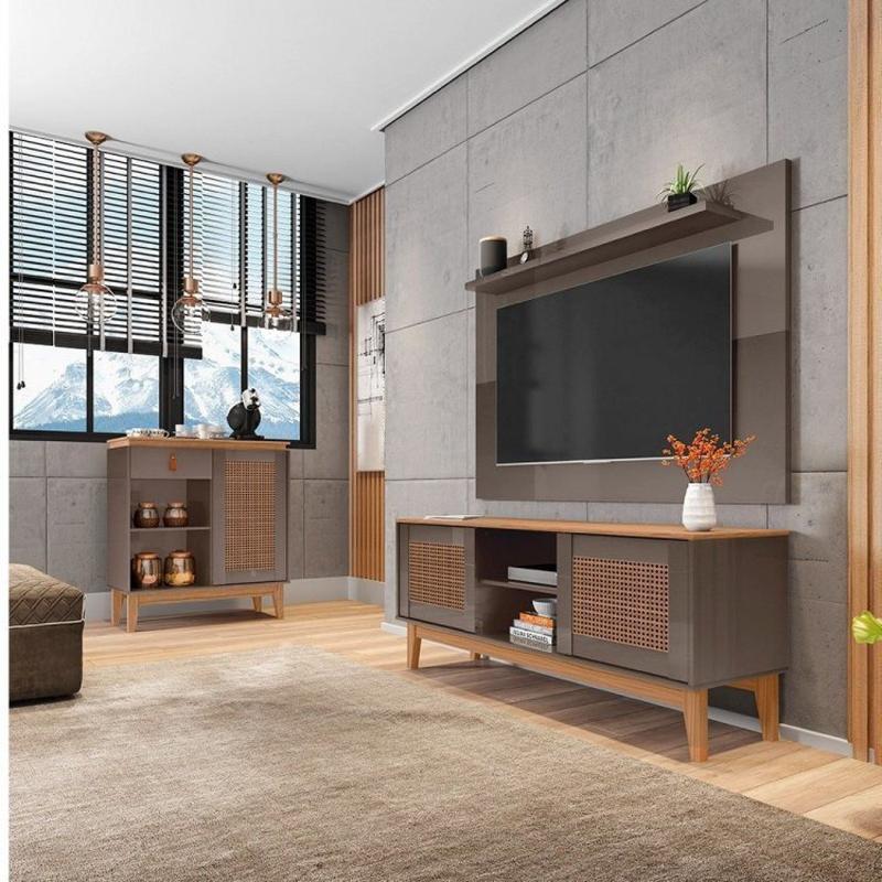 Conjunto Rack com Painel para TV até 60 Polegadas Retrô Safira Aparador ...