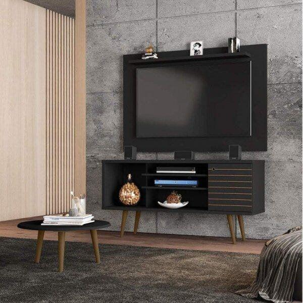 Conjunto Rack com Painel Safira e Mesa de Centro para TV até 50 Polegadas Móveis Bechara - Sala ...