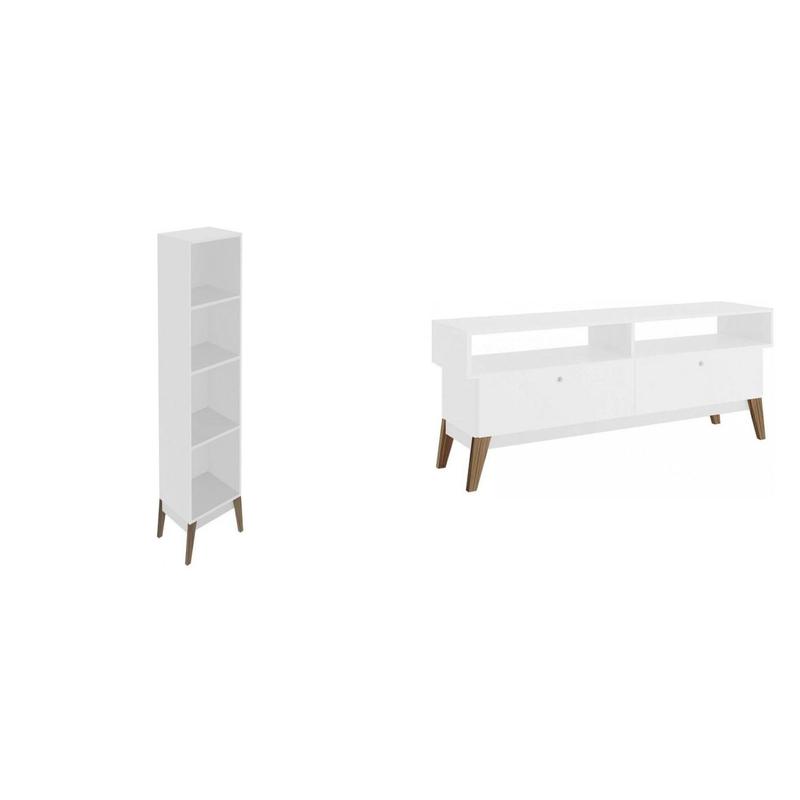 Conjunto Rack para TV 55 Polegadas e Estante 3 Prateleiras Retrô ...