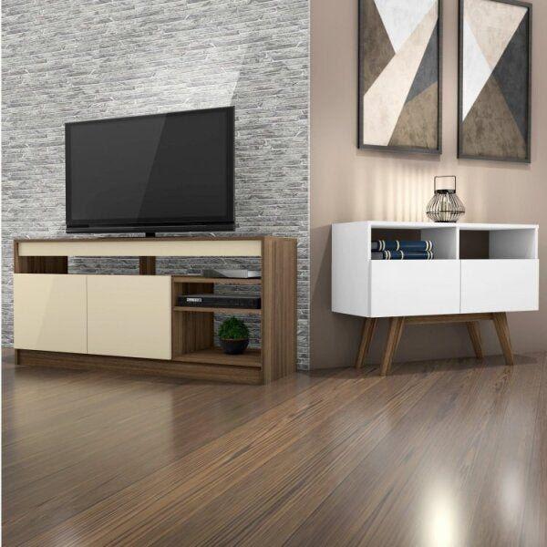 Conjunto Rack para TV até 48 Polegadas 2 Portas e Aparador 2 Portas 2 Prateleiras Viena Estilare ...