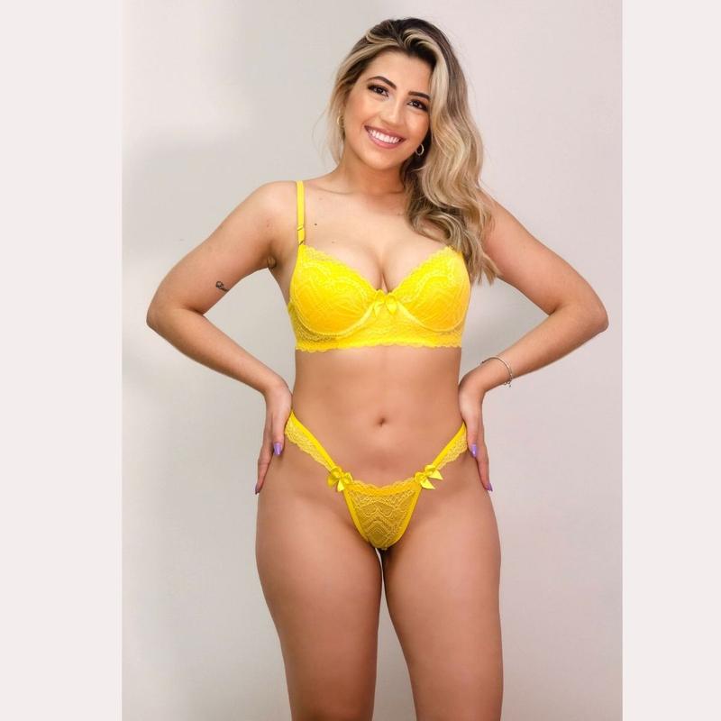 Conjunto Renata de Bojo Com Renda Feminino - Bella Pelle - Conjunto de Lingerie - Magazine Luiza