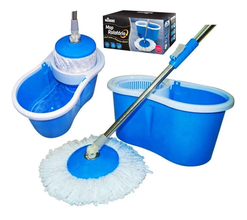 Conjunto Rotatório Mop Esfregão Giratório 360 Cesto Balde 13 litros ...