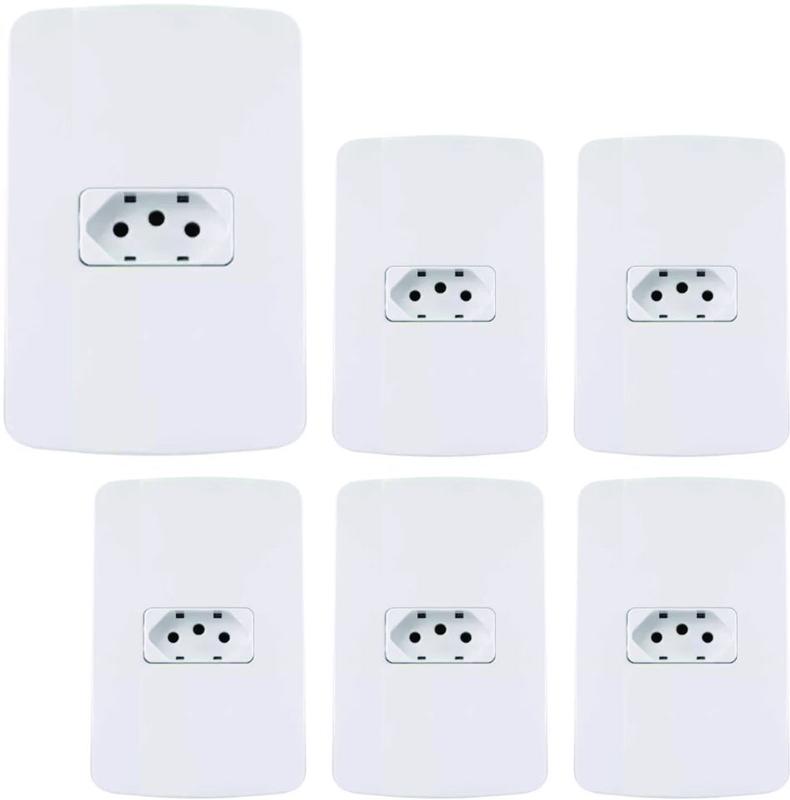 Conjunto Tomada 10A 2P+T 250V 4x2 Branco - kit 6 Und - MarGirius - Módulo de Tomada - Magazine Luiza