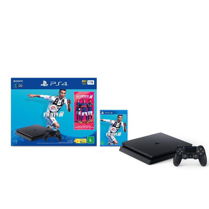 Console Playstation 4 Slim 1TB Bundle Fifa 19 + Controle Dualshock 4 ...