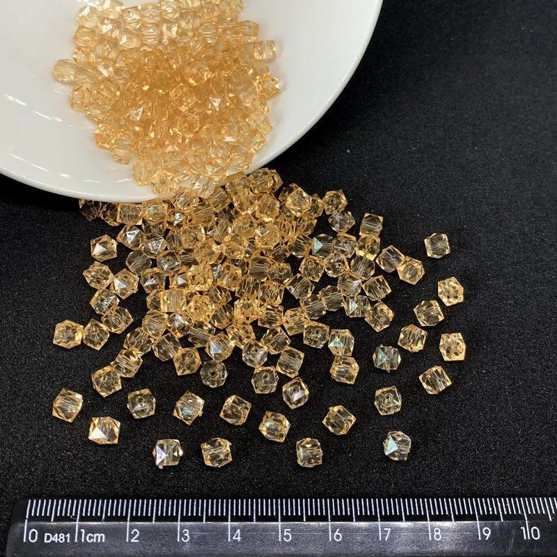 Conta Acrílica Quadrado Cristal ou Mel 6mm com Furo Sextavado para ...