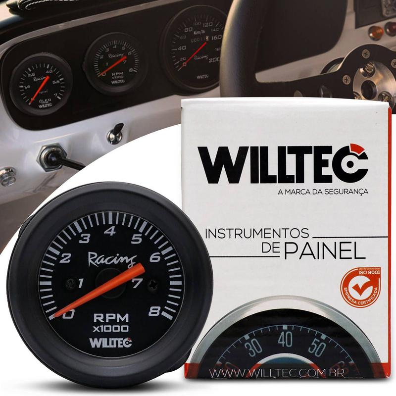 Conta Giro Analógico Esportivo 8000 RPM 52mm Preto Universal Willtec ...