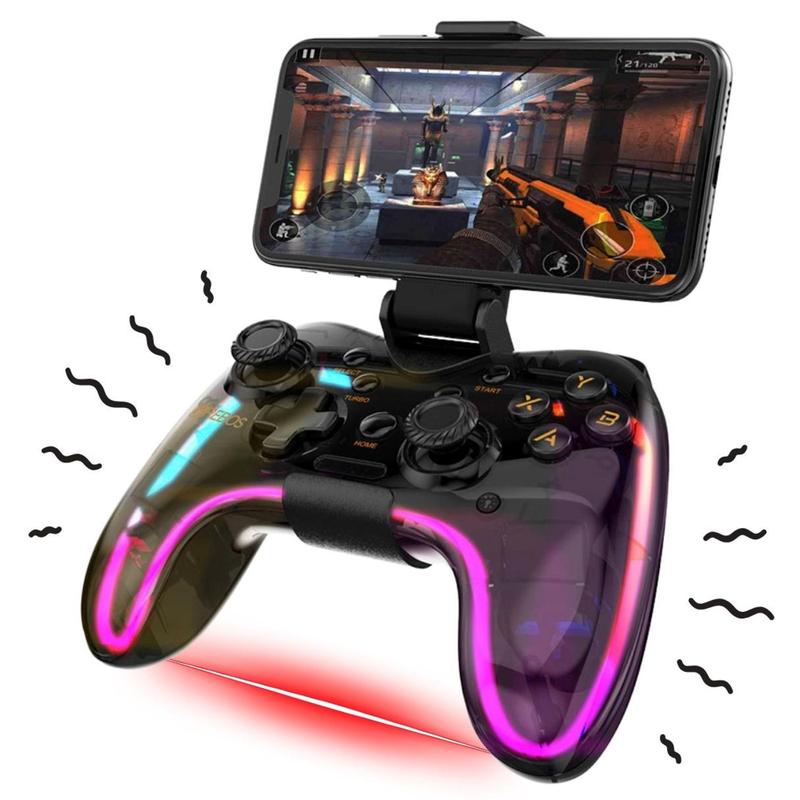 Controle Bluetooth Celular Joystick Gamepad Led Rgb Vibrante Manete ...
