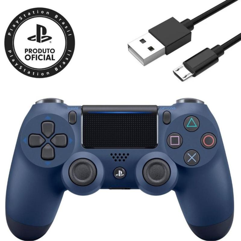 Controle PS4 Original Sony Dualshock 4 Azul Midnight Blue + Cabo de ...