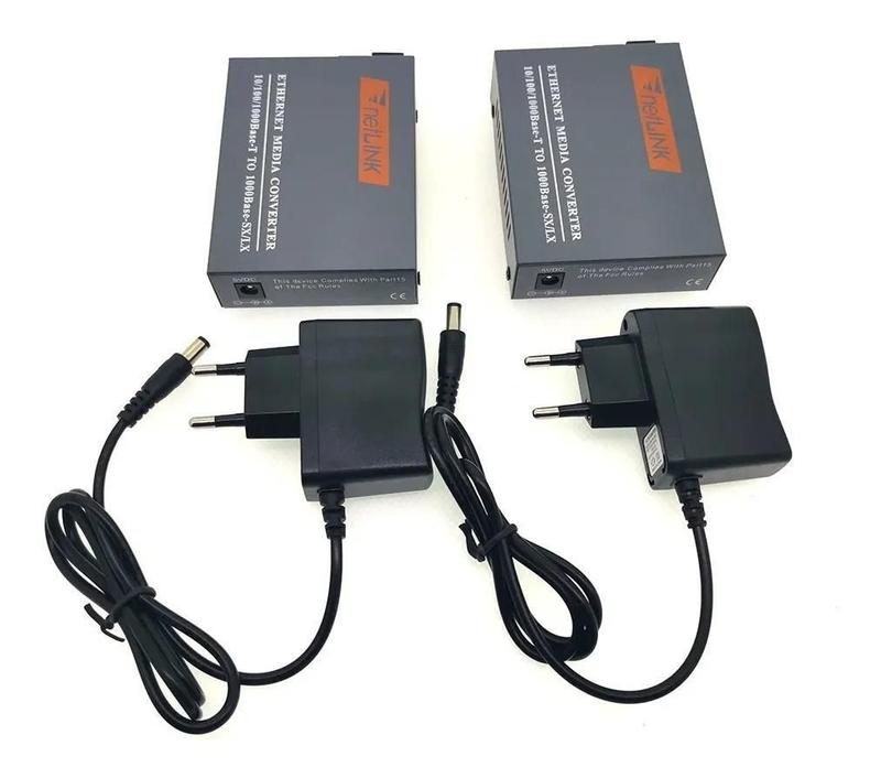 Conversor Mídia Giga - Gigabit (Par A+B) Fibra Óptica 20Km - Net Link ...