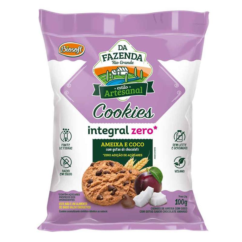 Cookies Ameixa e Coco com Gotas Integral Biosoft 100g - Cookies ...