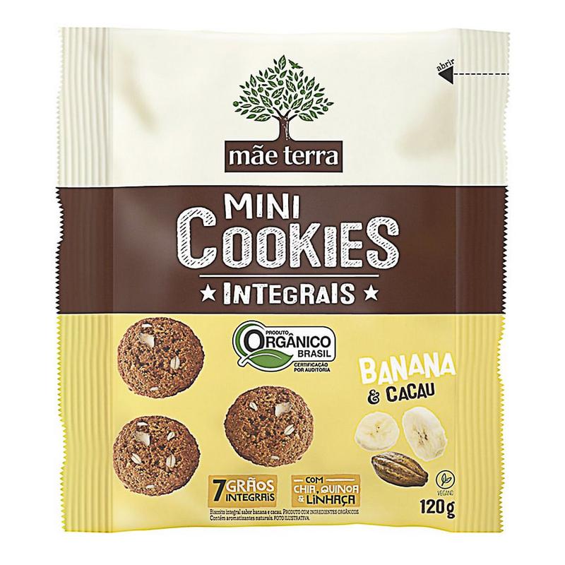 Cookies Integrais Mãe Terra Orgânico Banana e Cacau 120g - Mae Terra ...