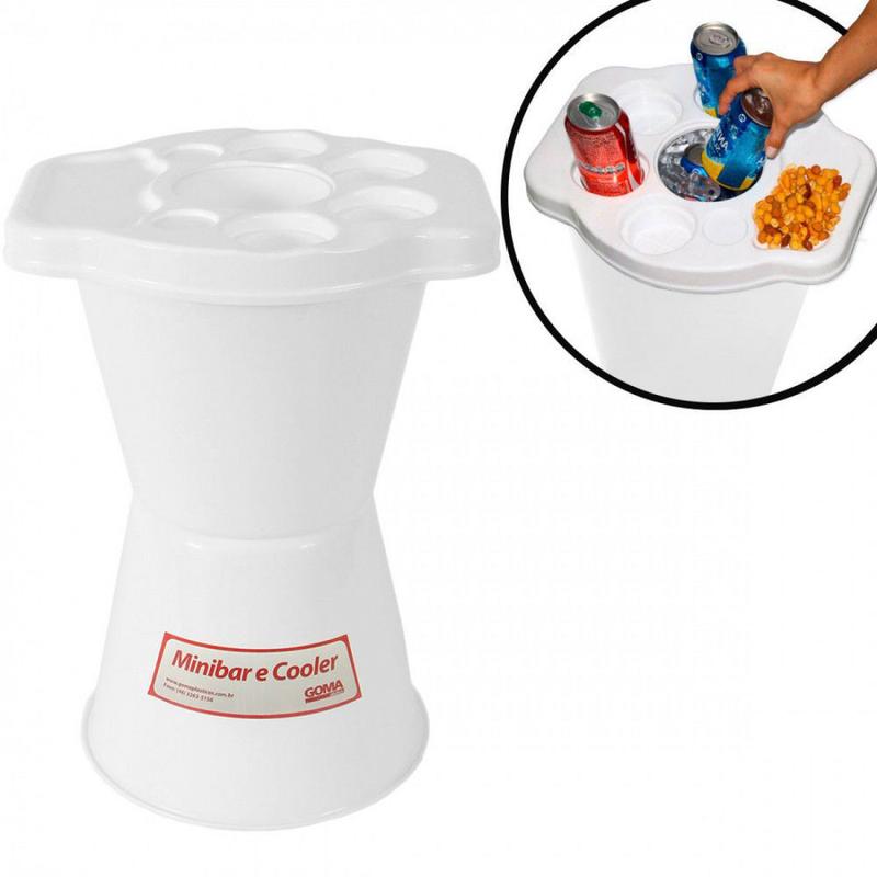 Cooler Mini Bar para Bebidas com Tampa Petisqueira em Plastico Branco ...