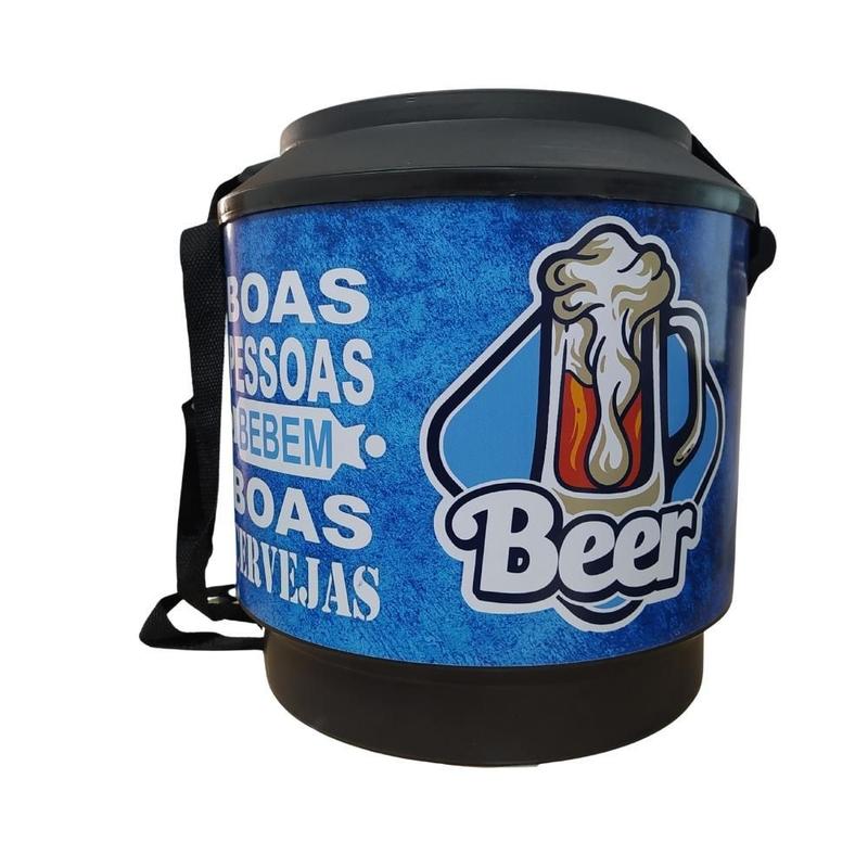 Cooler Térmico Redondo Estampa Azul Beer 30 Litros com Alça - Melhor ...