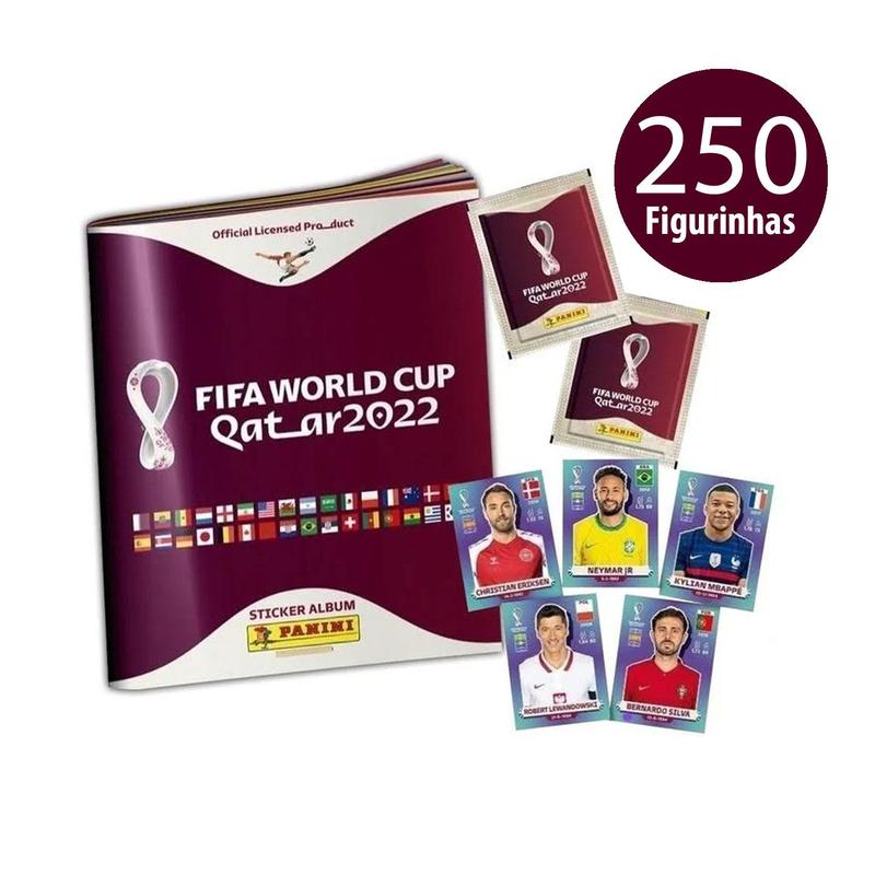 Copa Do Mundo 2022 Qatar Álbum Capa Cartão c 250 Figurinhas - Panini ...