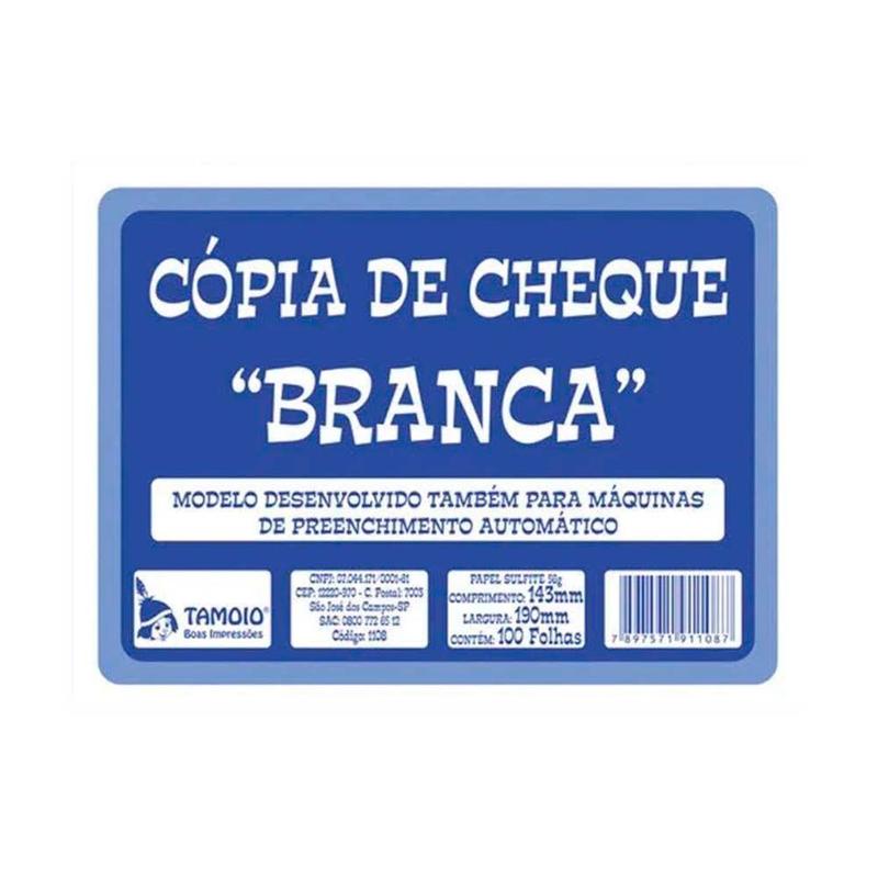 Cópia de Cheque Branca com 100 Folhas Tamoio - Recibo - Magazine Luiza