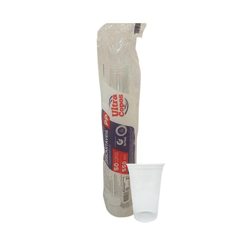 Copo de 550ml Liso Transparente PP Ultra Copos Replast com 50 unidades - Ultra Descartáveis ...