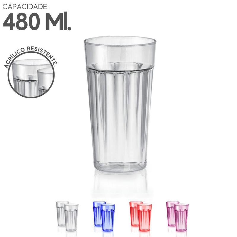 Copo de Acrílico Cozinha Resistente Suco Água Refresco 480ml - Delta ...