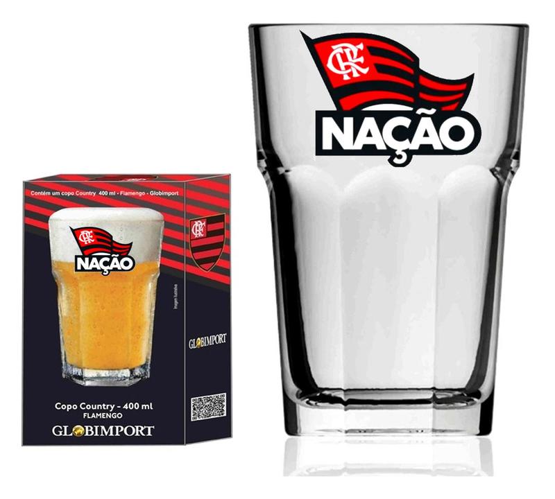 Copo de Cerveja Flamengo Nação Rubro Negra Vidro 400ml - Globimport ...