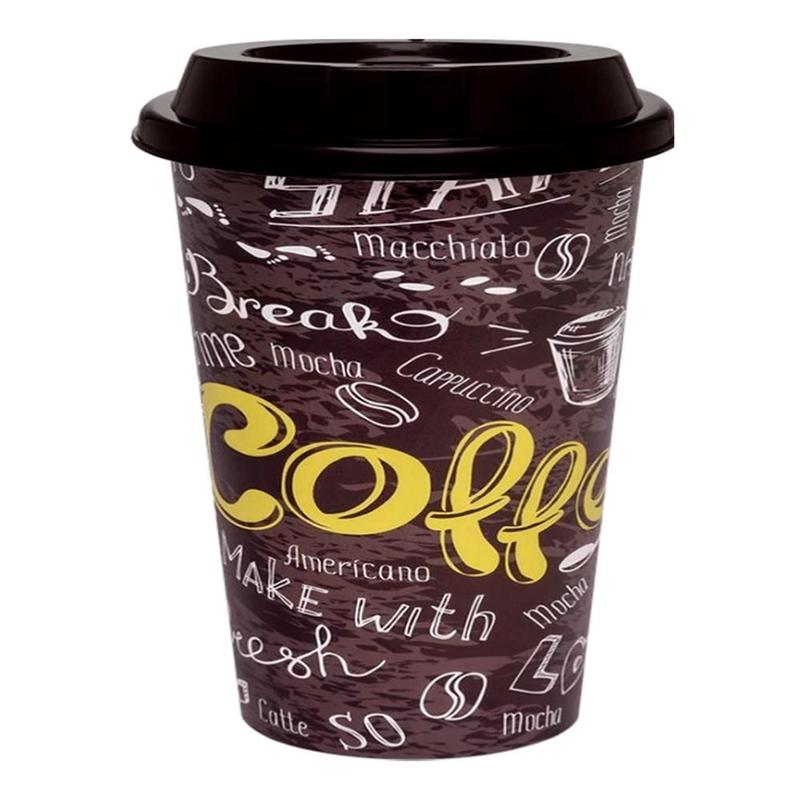 Copo Decorado 360ml Café Chá Bebidas Quente Gelada c/ Tampa - Jaguar - Copos - Magazine Luiza