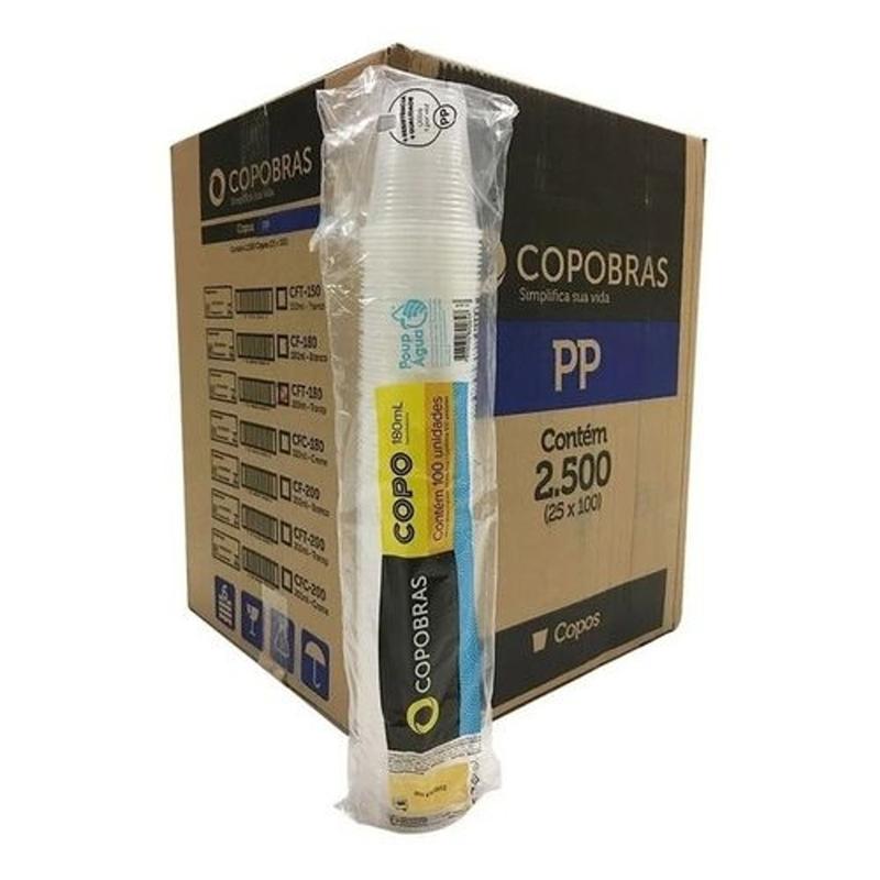 Copo Descartável 200ml Branco - Copobrás - Caixa com 2.500 unidades ...