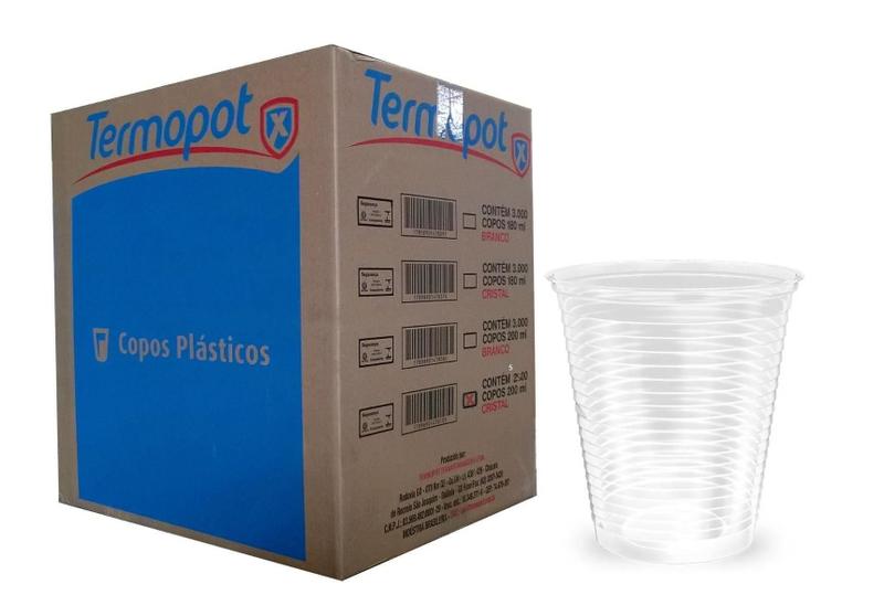 Copo Descartável Transparente 200Ml - Copoplast C/2500 - Totalplast//Termopot//Econopot ...