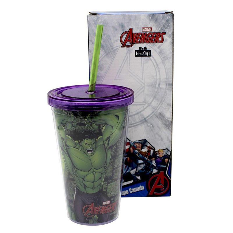 Copo Hulk Canudo Parede Dupla 500ML Oficial Marvel Avengers - New Gift - Copos - Magazine Luiza
