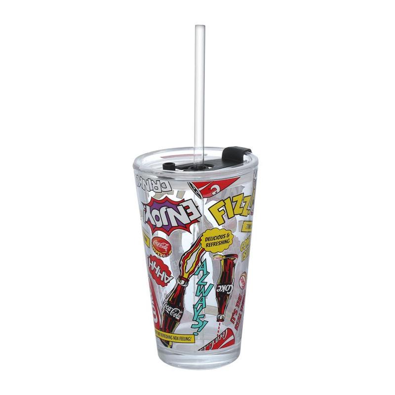 Copo para Drink Frizz Coca-Cola em Vidro com Canudo e Tampa 450ml ...