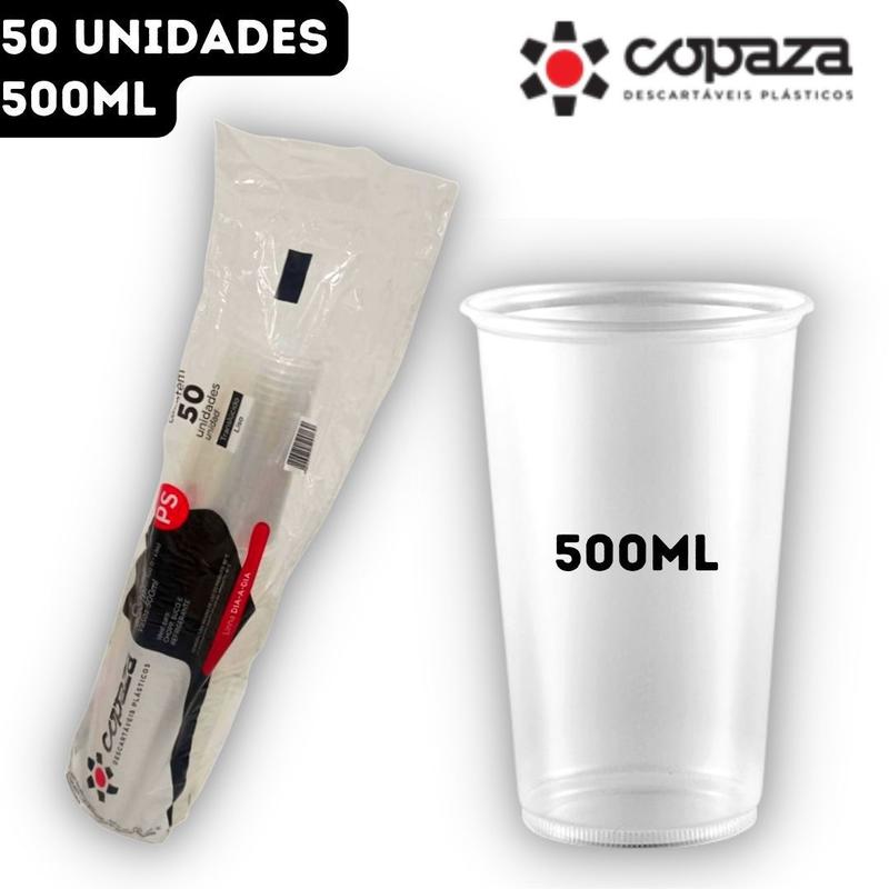 Copo Plástico Descartável Copaza PS Liso Translúcido Suco Chopp Refrigerante - Linha Dia a Dia ...