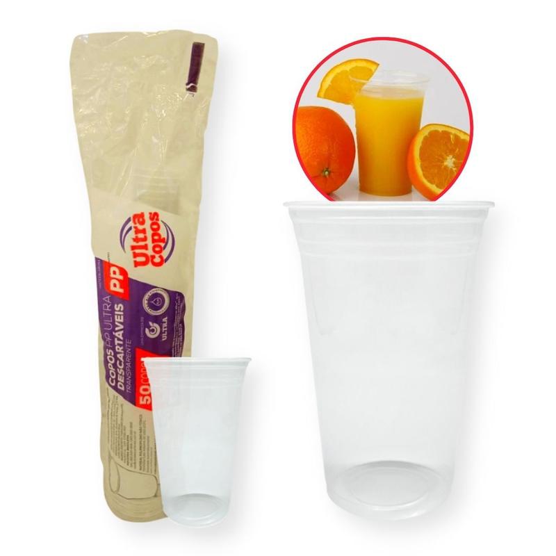 Copo Plástico Descartável PP Transparente Água Refrigerante Ultra Copos - 500ml - pct 50 ...