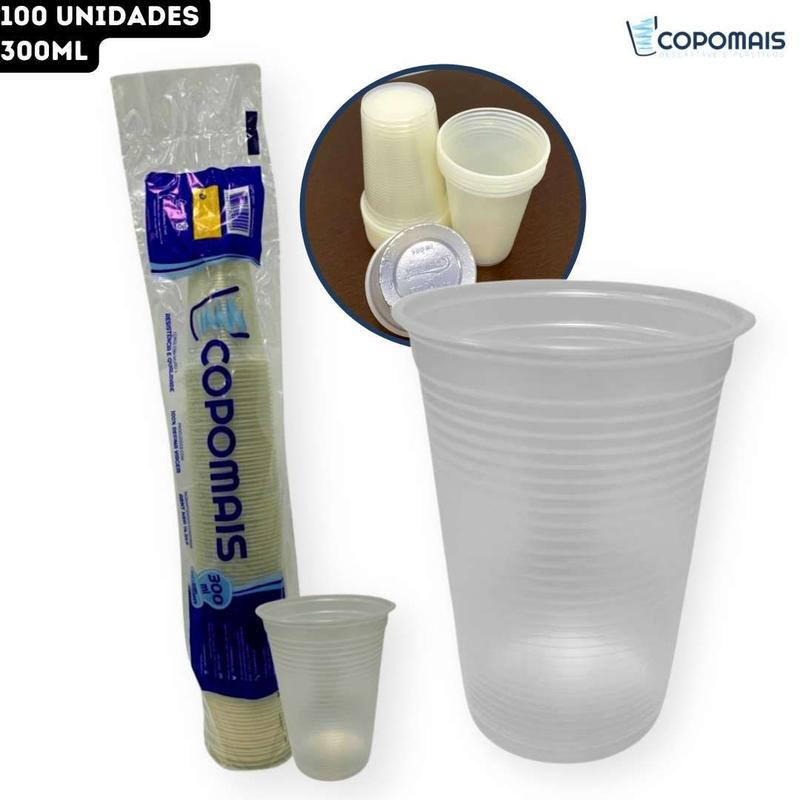 Copo Plástico Descartável Transparente Água Café Chá Copomais - 300ml - pct 100 Unidades - Copo ...