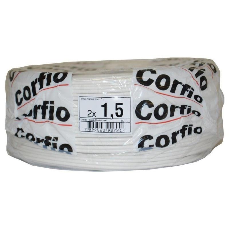 Cordão Paralelo Corfio 2x1,50mmx100m Rolo Branco - Fios e Cabos ...
