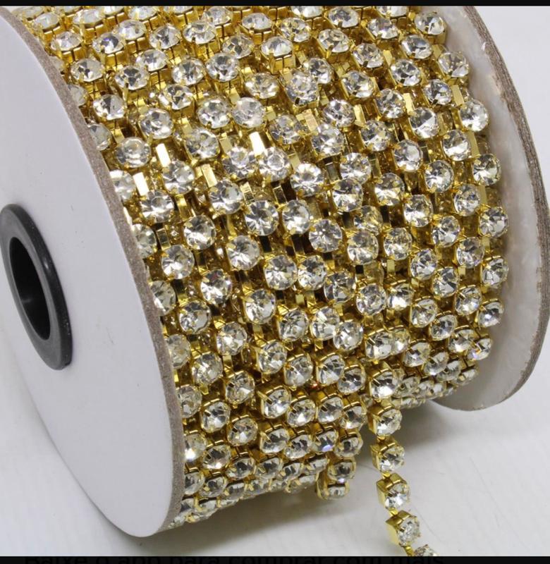 Corrente de strass ss28 com 5 mts - Cristal - Cordão e Corrente ...