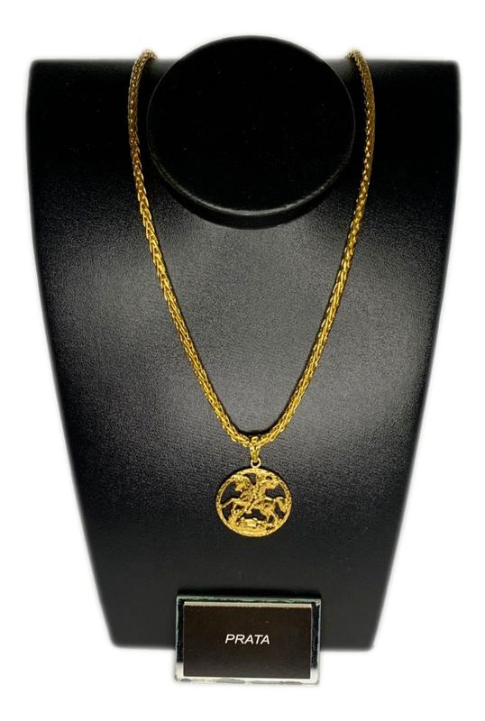 Corrente Peruana Pekun Prata 925 Banhada A Ouro São Jorge - Alleka ...