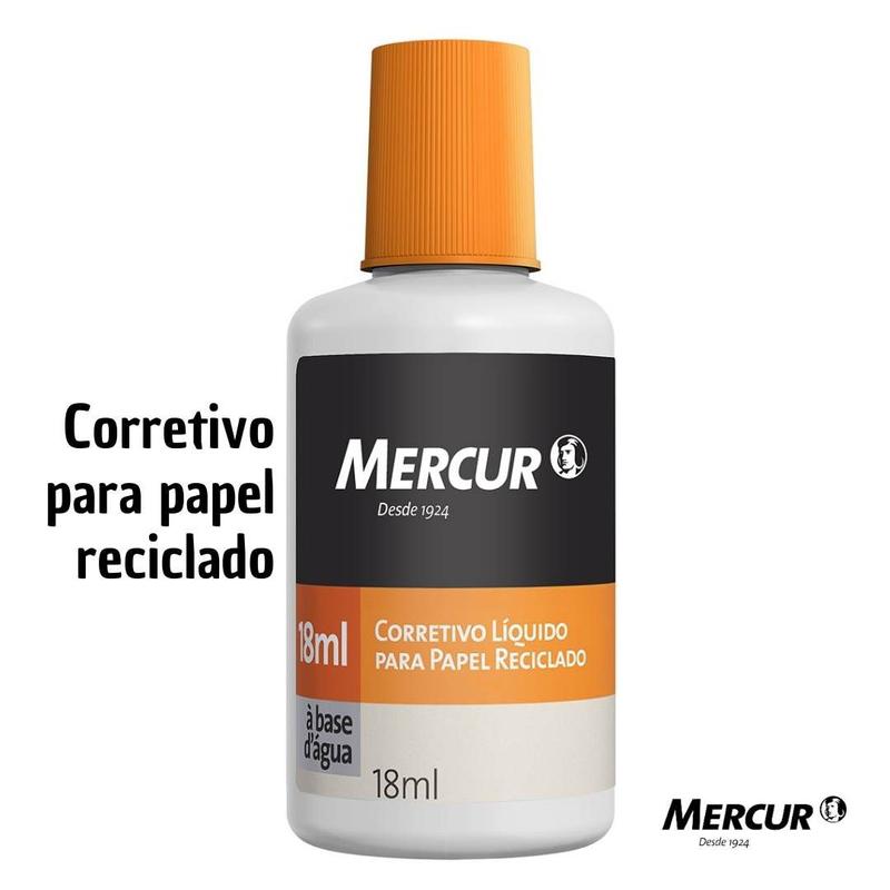 Corretivo Líquido para Papel Reciclado Mercur 18ml - Corretivo Escolar ...